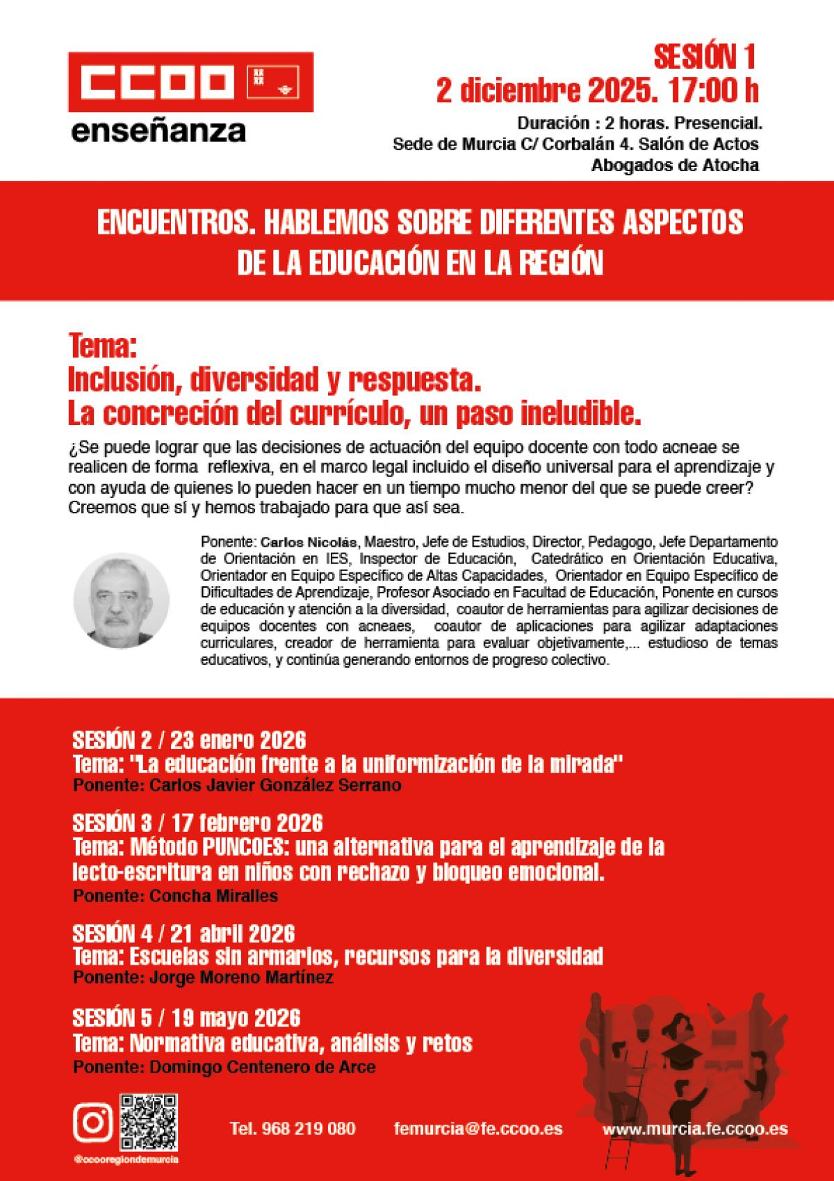 CCOO PRESENTA: ENCUENTROS, HABLEMOS DE EDUCACIÓN EN LA REGIÓN DE MURCIA ...